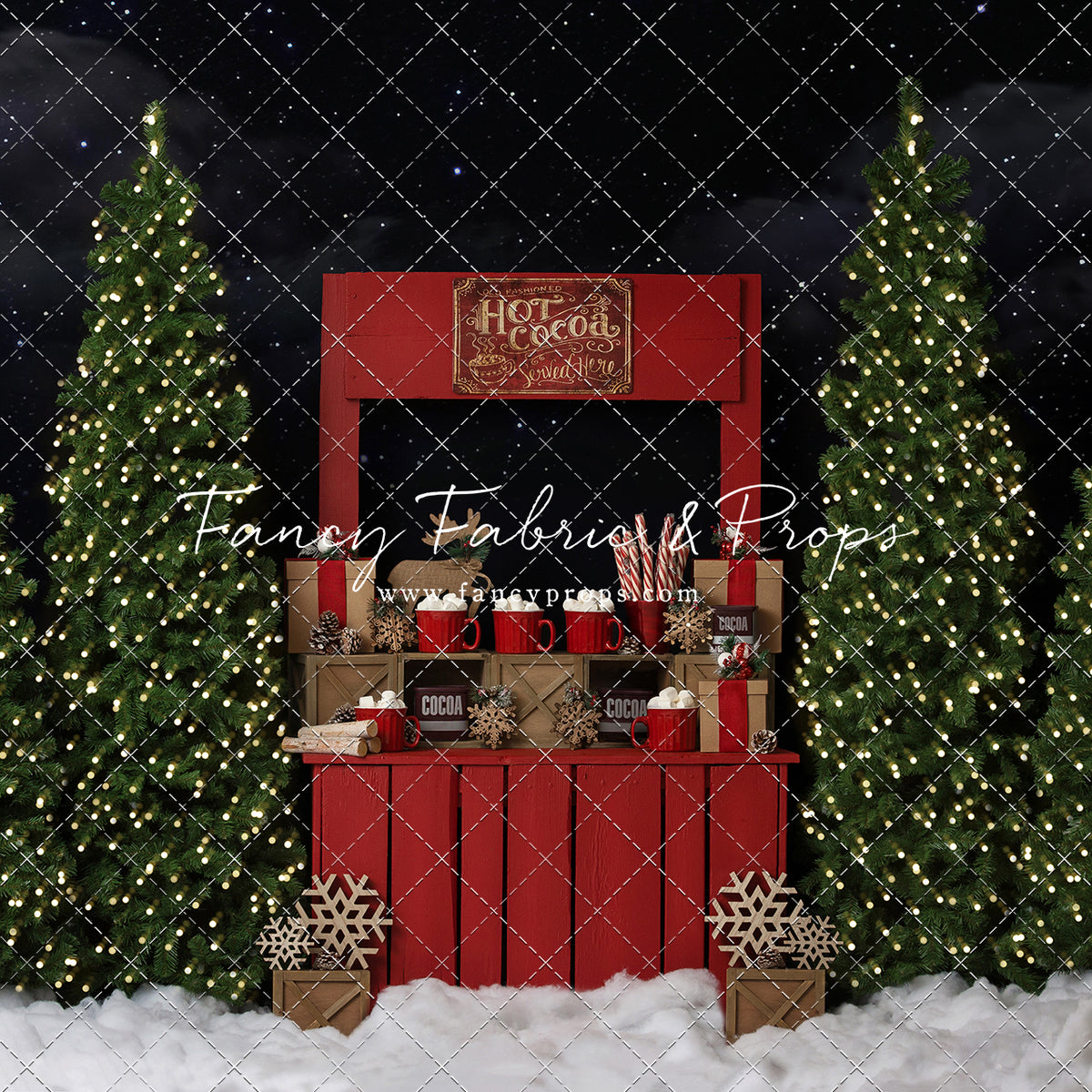 Nighttime Cocoa Stand – Fancy Fabric & Props
