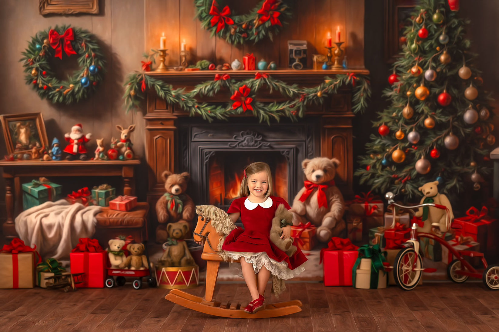 Warm Christmas Corner - With Sweep Option – Fancy Fabric & Props