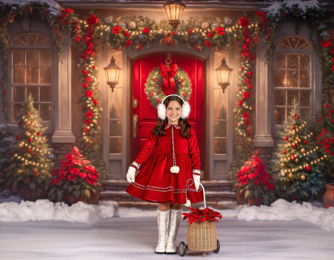 Merry Holiday Entry - Red Door - With Sweep Option – Fancy Fabric & Props