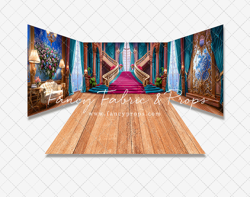 Ballroom Royal Staircase - Cyan - 4 piece Room – Fancy Fabric & Props