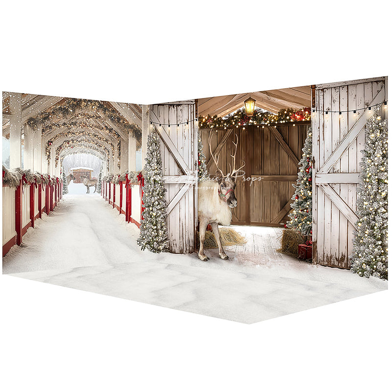 St Nick's Stable - WITH Reindeer - Room – Fancy Fabric & Props