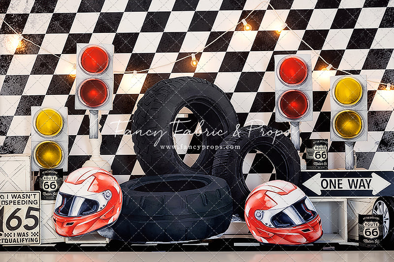 Cross the Finish Line – Fancy Fabric & Props