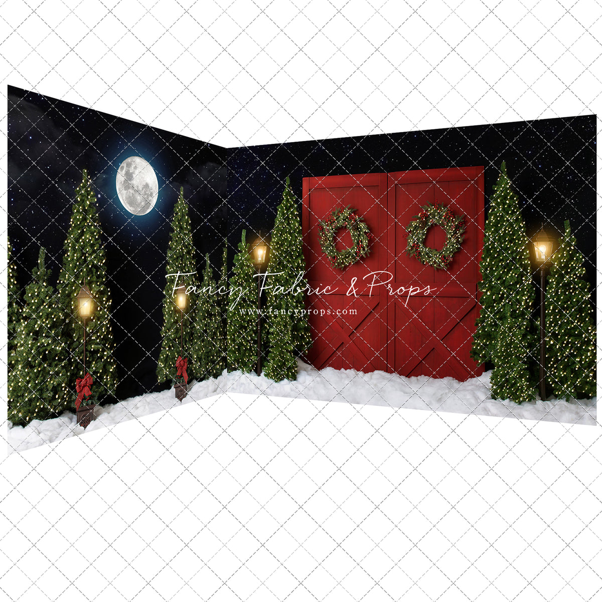 Fancy Red Barn Doors 2pc Room – Fancy Fabric & Props