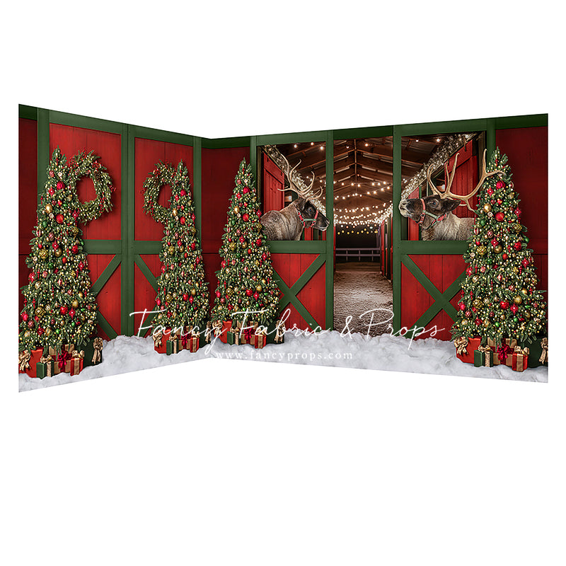 Jolly Reindeer Barn - With Reindeer - 2pc Room – Fancy Fabric & Props