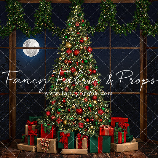 Christmas Bay Window - With Garland – Fancy Fabric & Props