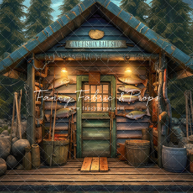 Gone Fishin Bait Shop- Water Version - With Sweep Option – Fancy Fabric ...