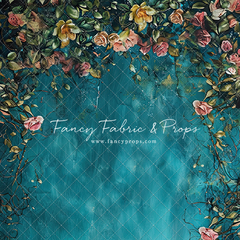 Painted Floral Teal – Fancy Fabric & Props